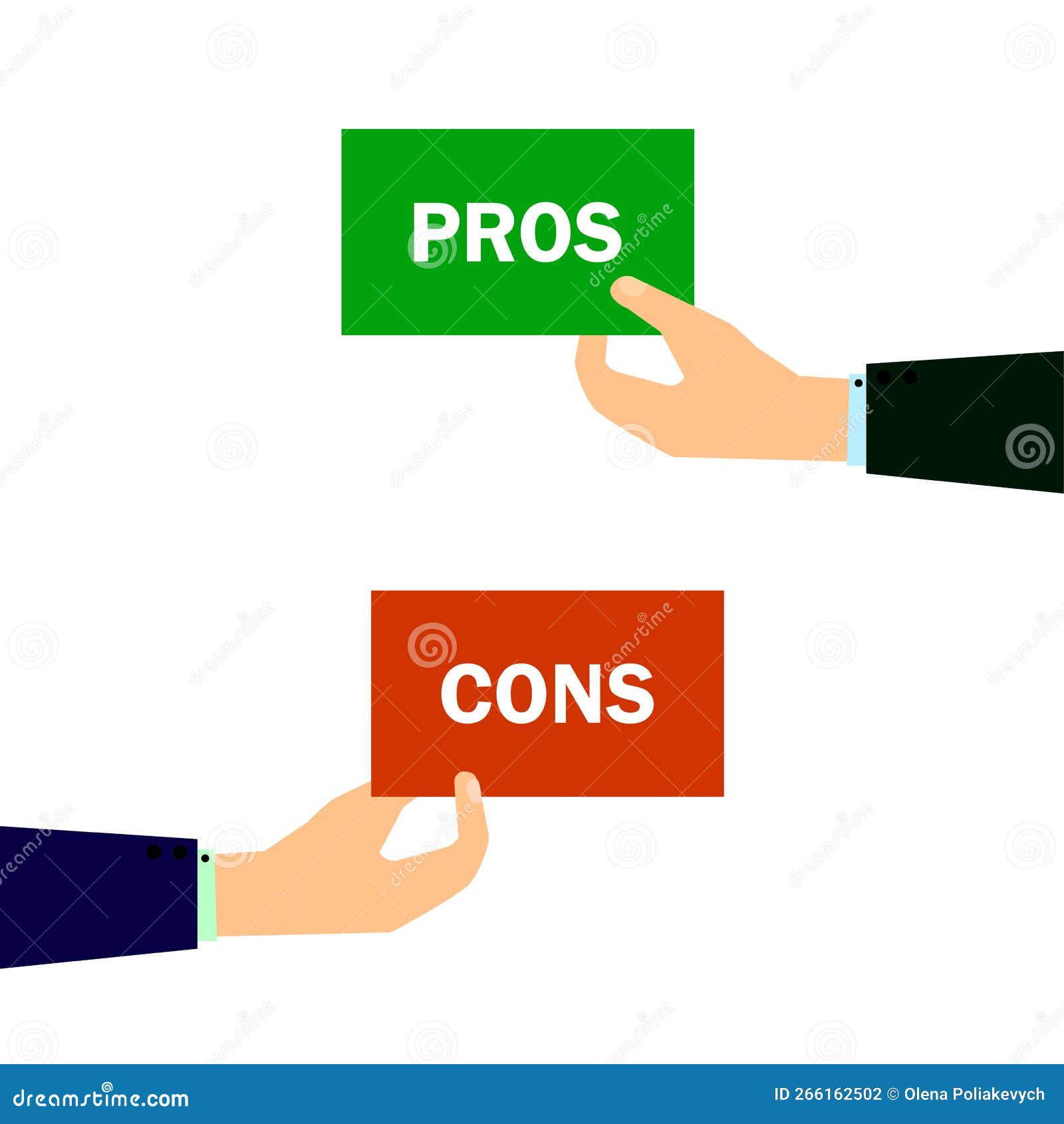 Pros Cons in Flat Style. Check Mark Icon. Vector Illustration Stock ...