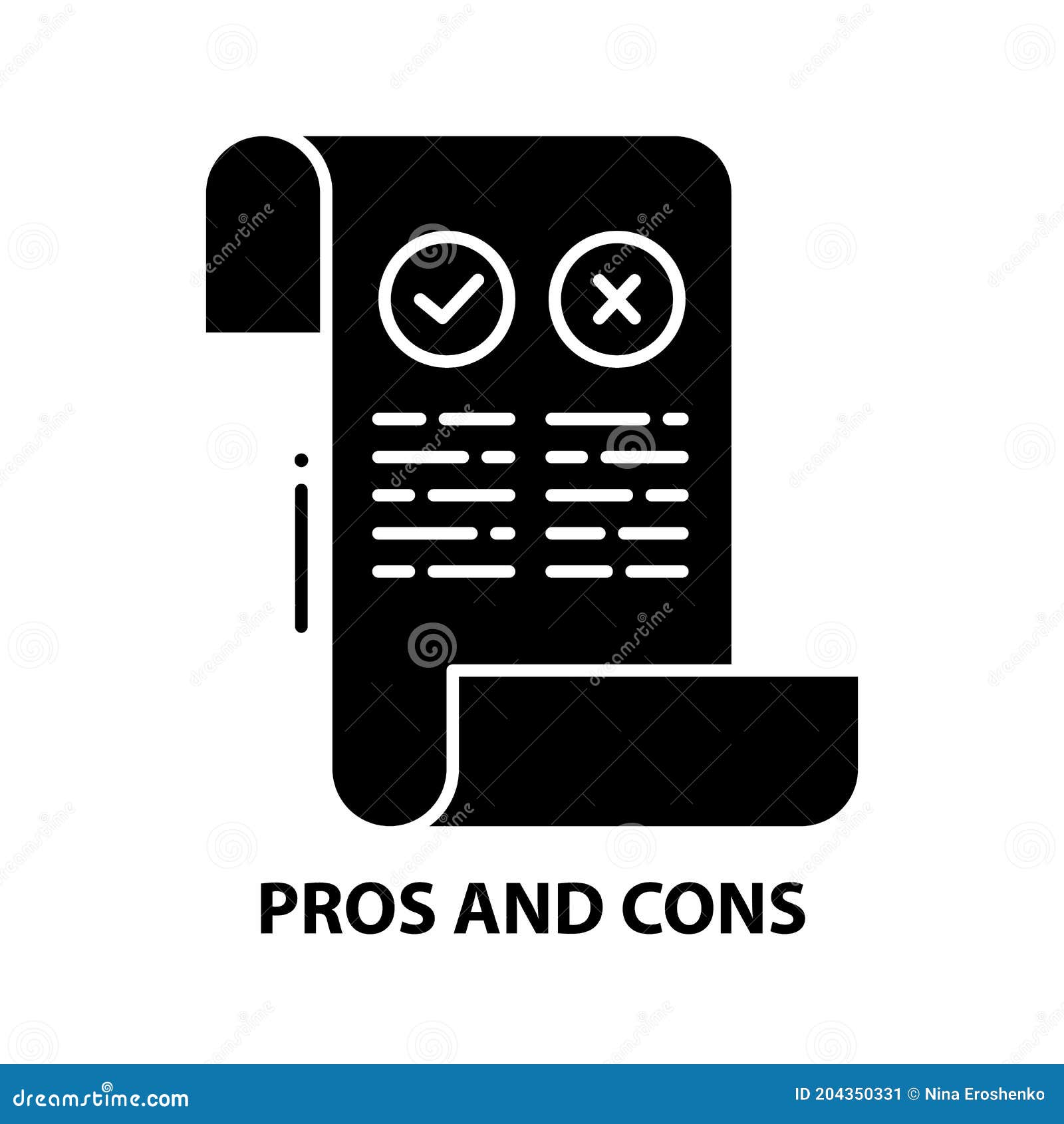 Pros and Cons Icon, Black Vector Sign with Editable Strokes, Concept ...