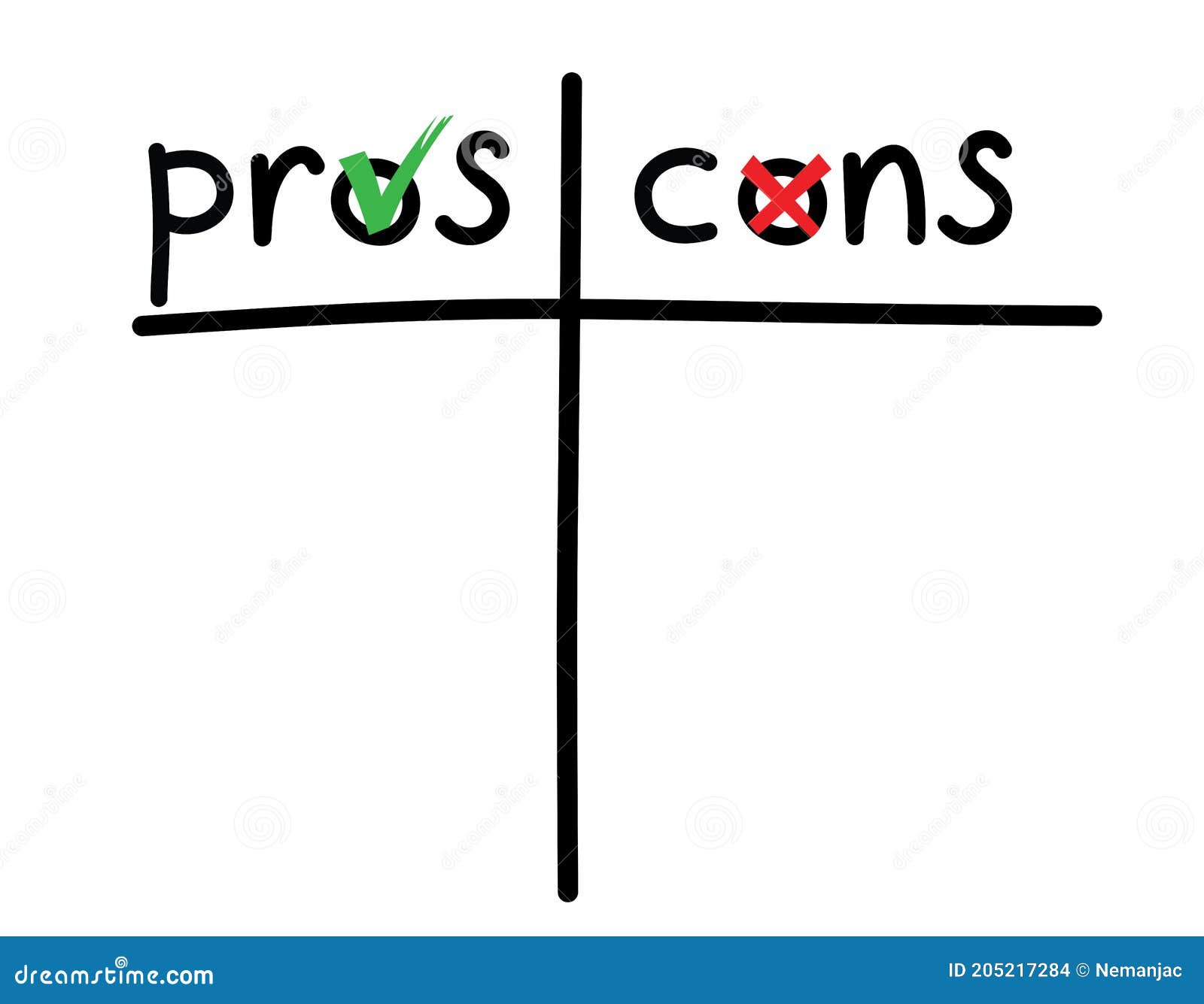 Pros and cons stock vector. Illustration of skolska - 205217284