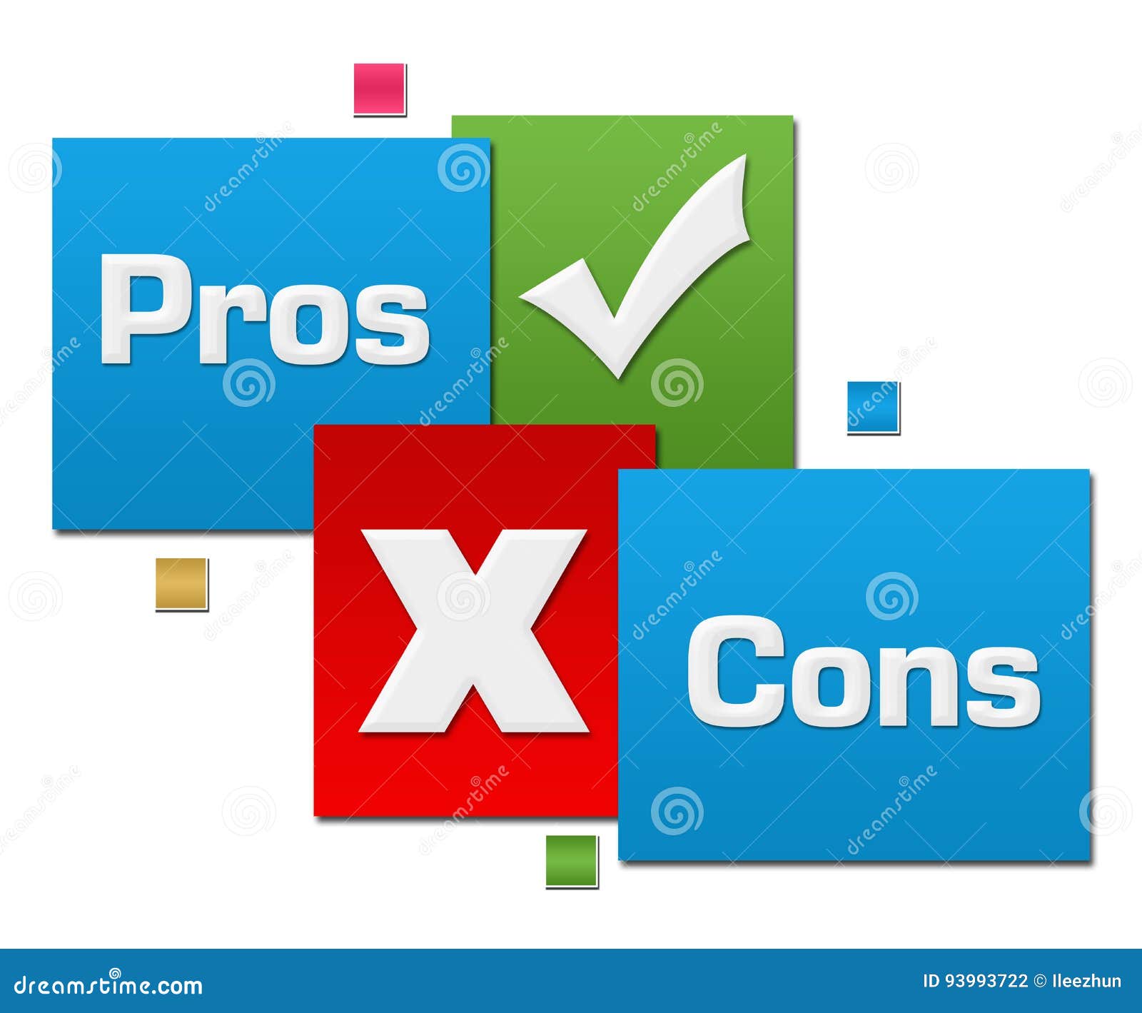 Pros And Cons Red Green Blue Squares Stock Photography | CartoonDealer ...