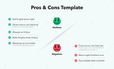 Simple Infographic for Pros and Cons with Funny Emoji Symbols. Stock ...