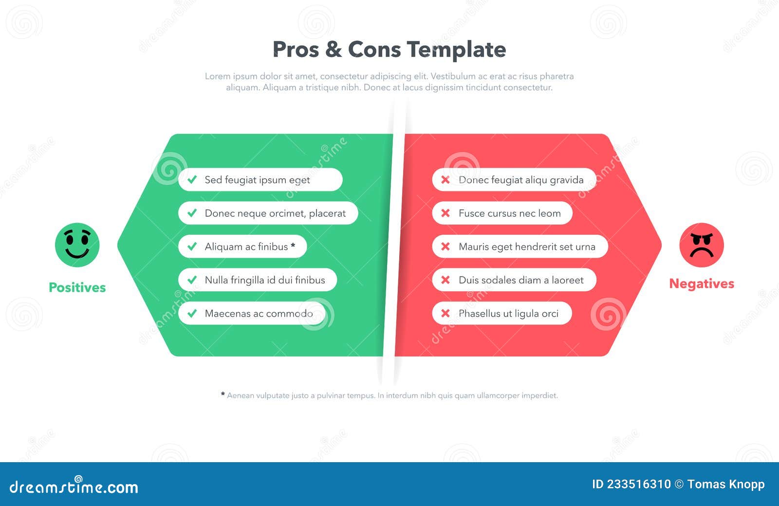 Simple Pros and Cons Template with Place for Your Content Stock Vector ...