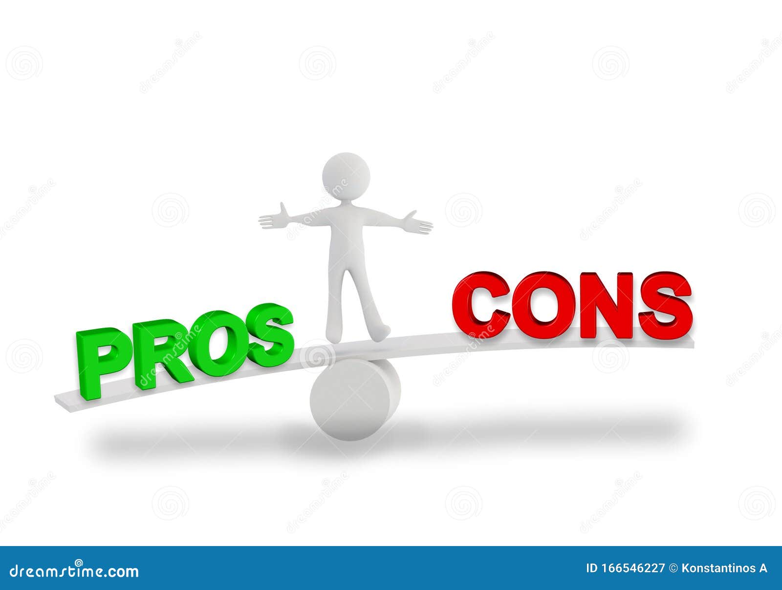 Pros Cons Text Human Teckenbalans - 3d-rendering Stock Illustrationer ...