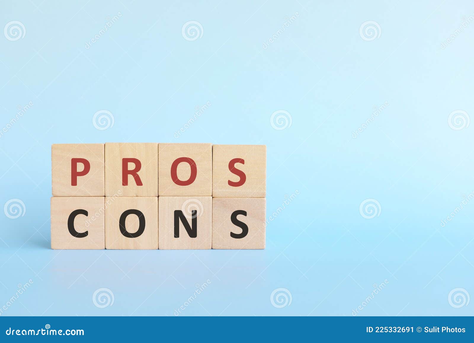 Pros Cons Typography on Wooden Blocks. Pros and Cons List Concept Stock ...