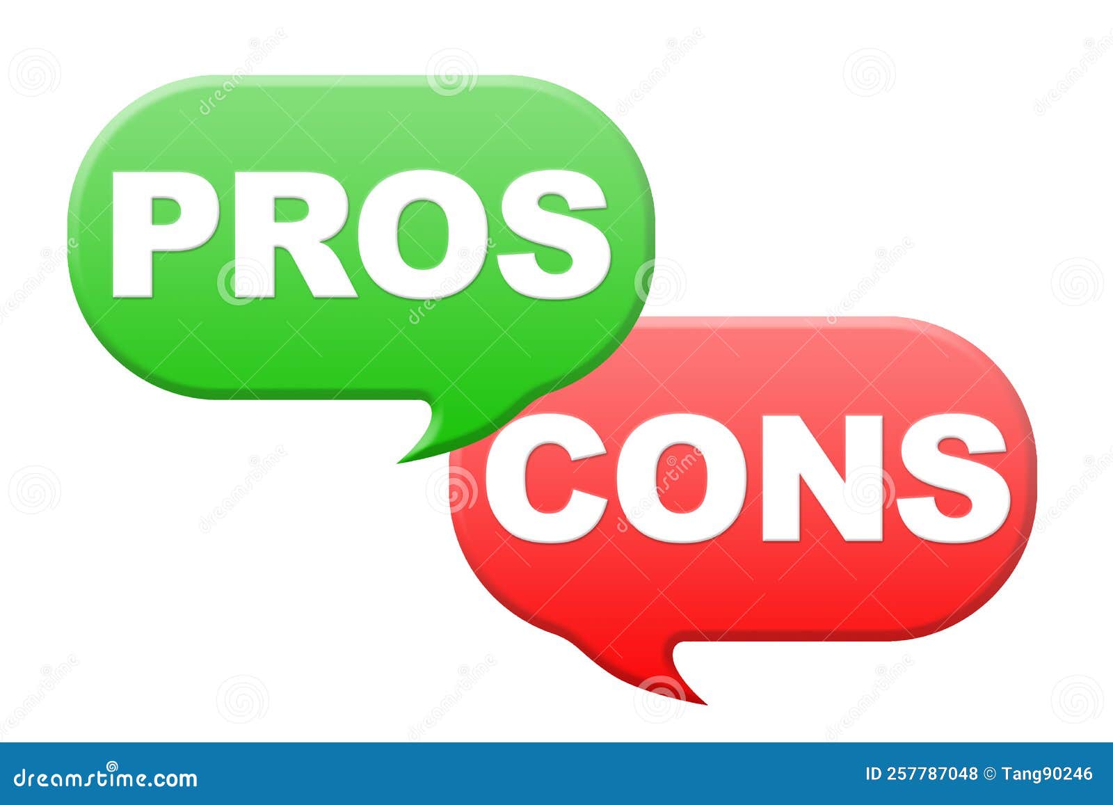 Pros and Cons Words on Green and Red Dialog Box Stock Illustration ...