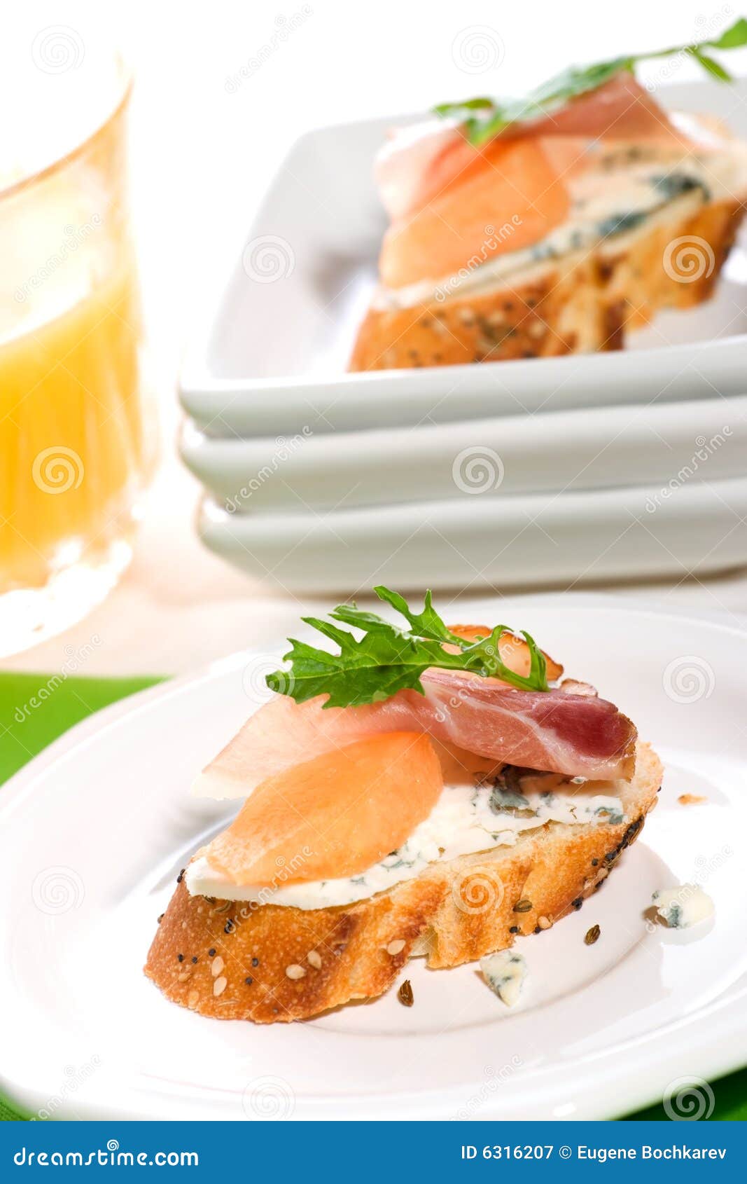 Prosciutto and Blue Cheese Canapes Stock Image - Image of closeup ...