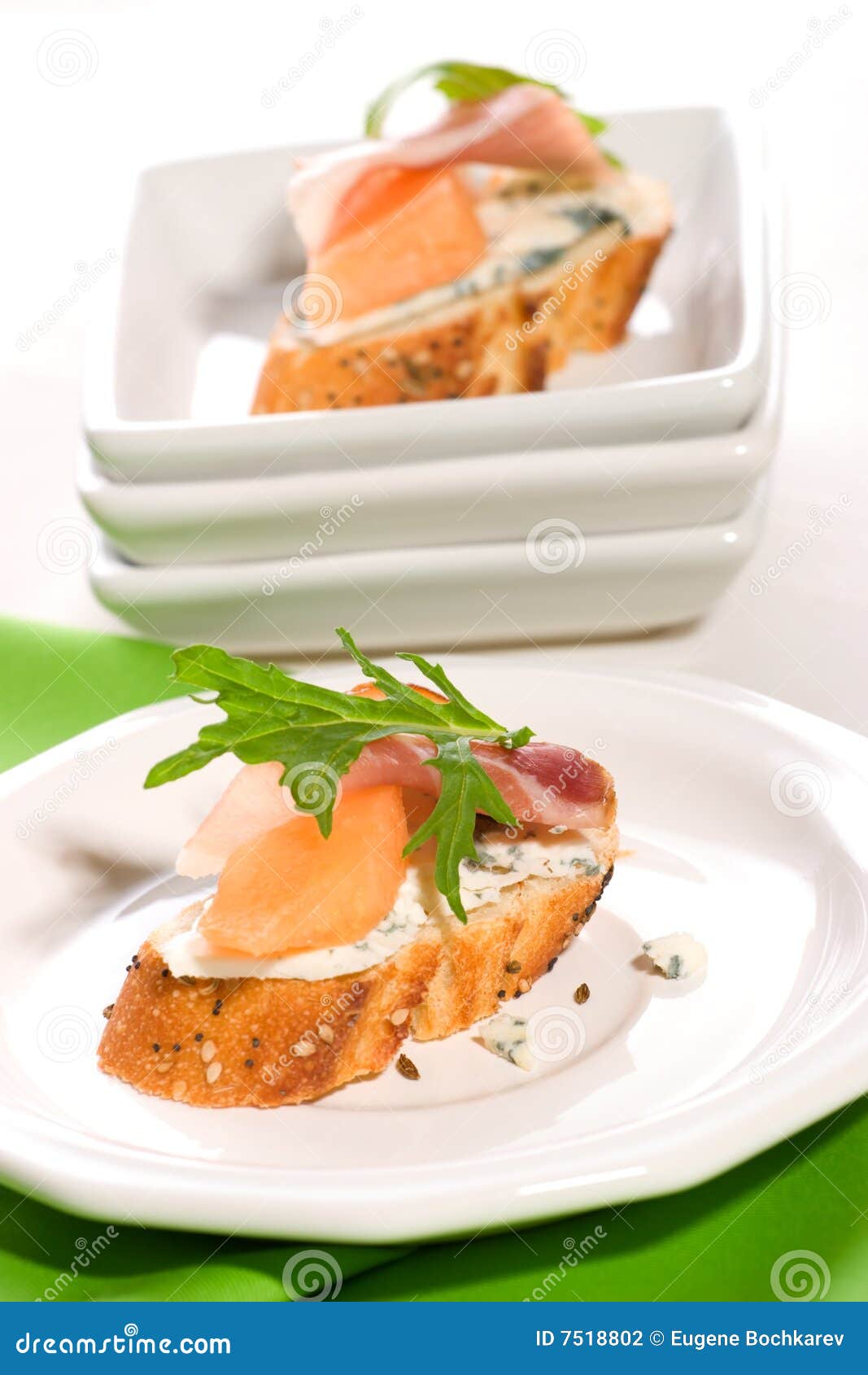 Prosciutto and Blue Cheese Canapes Stock Photo - Image of snack, savory ...