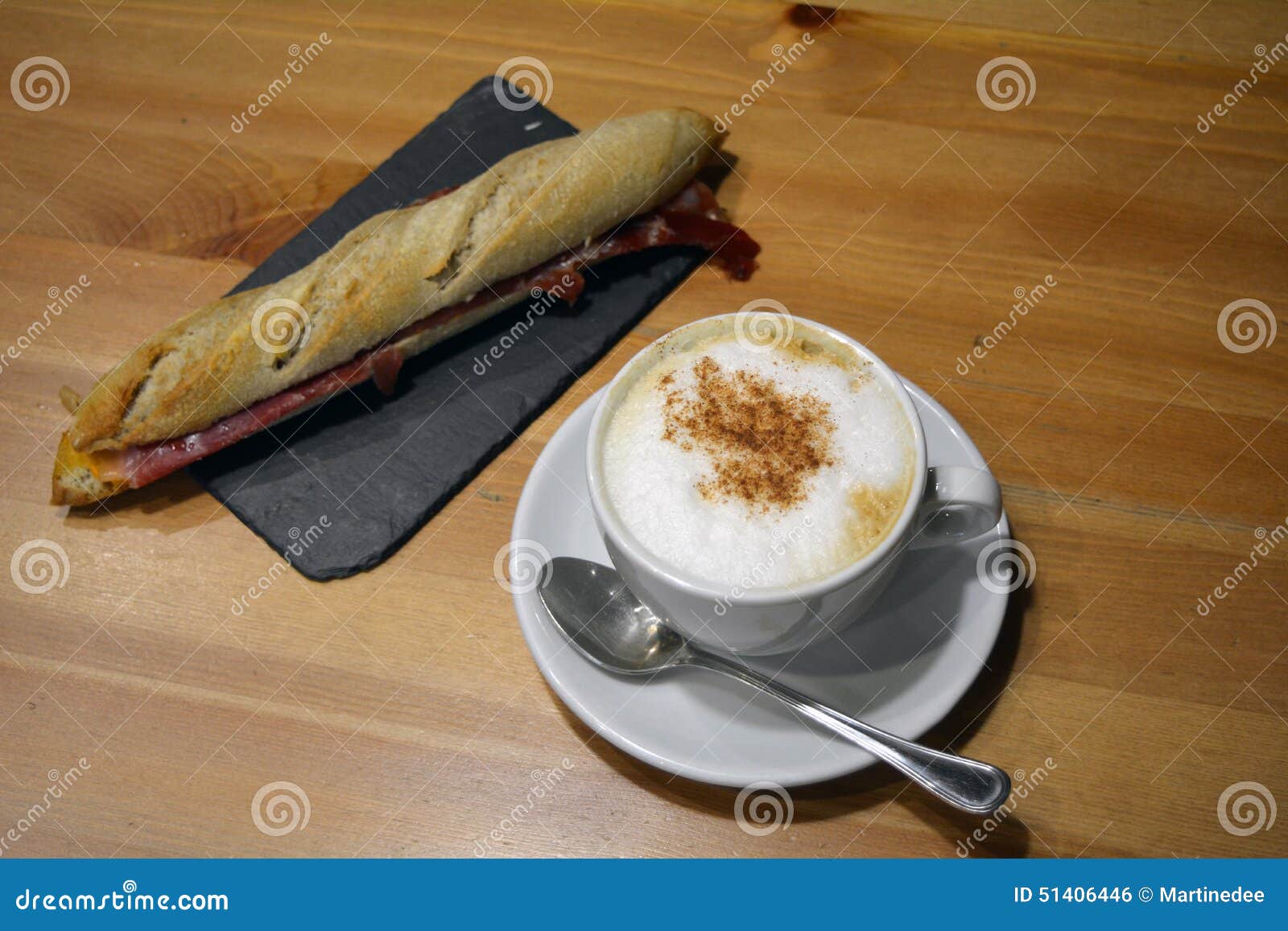 Prosciutto Sandwich with Cup of Cappuccino Stock Photo - Image of fast ...