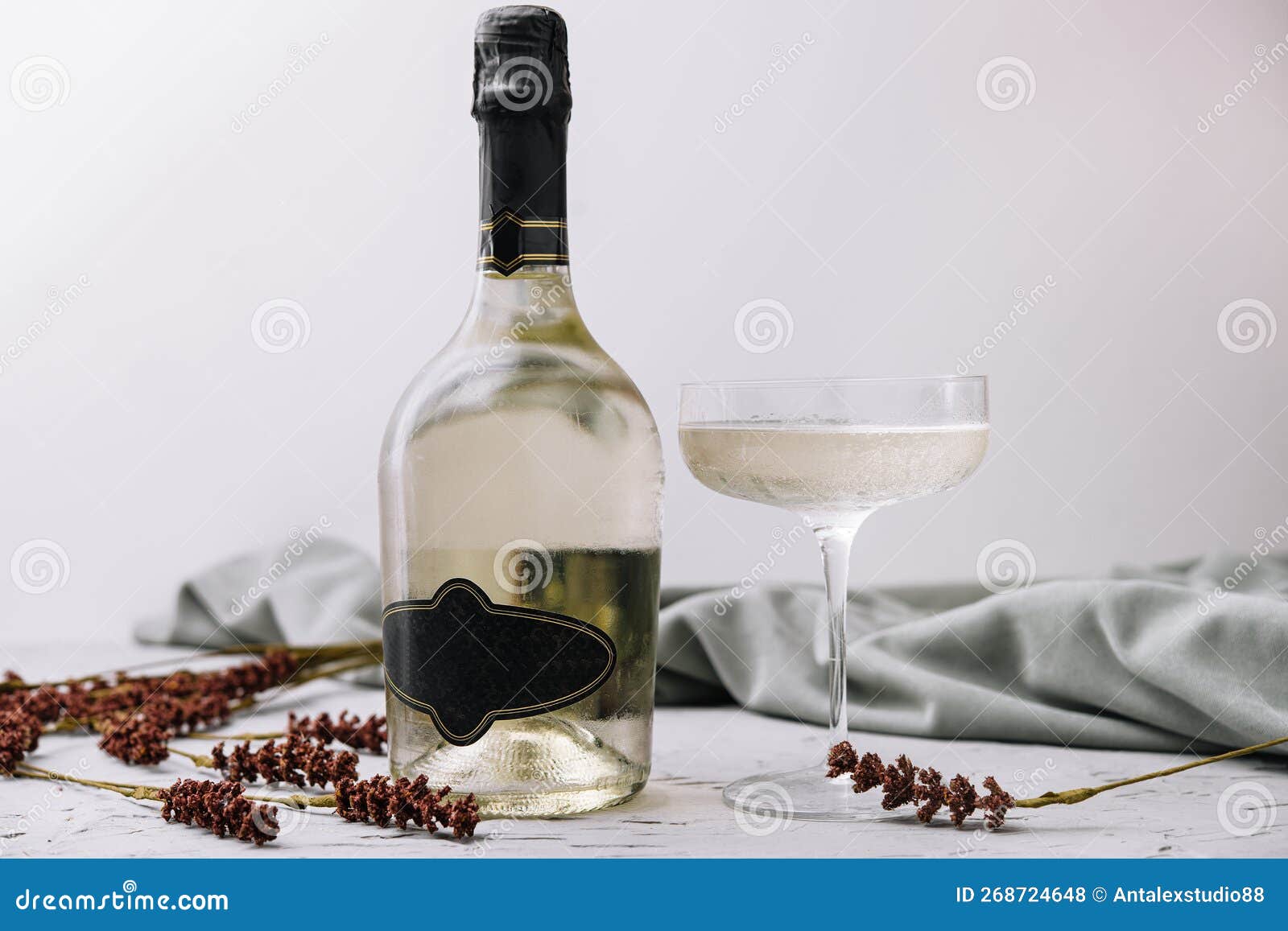 Prosecco Bottle with Wine Glass Stock Photo - Image of celebration ...