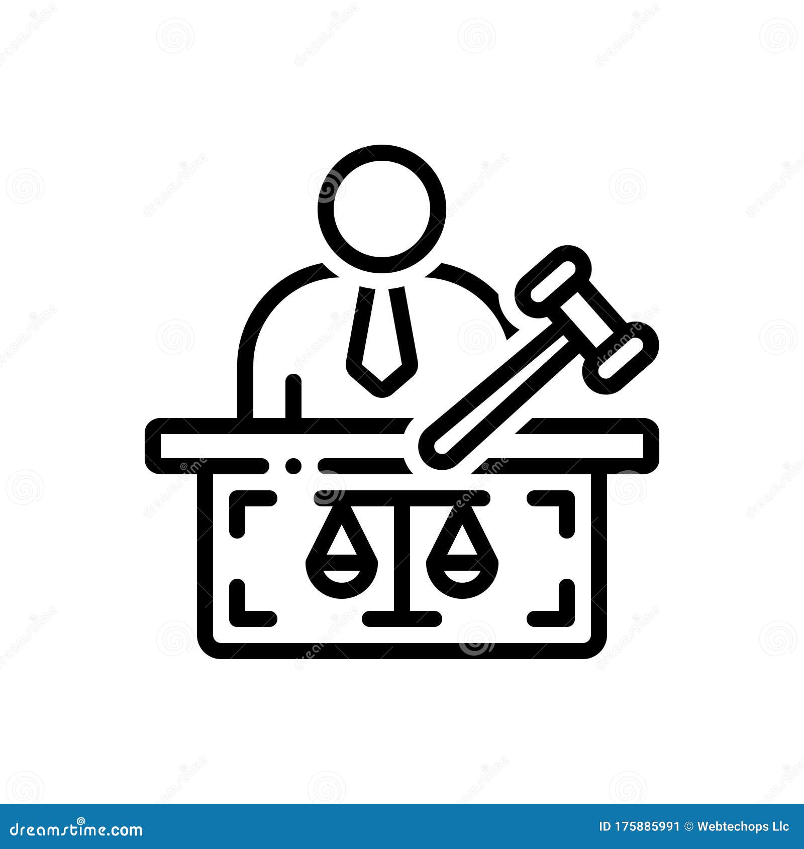 Black Line Icon for Prosecutor, Hammer and Jury Stock Vector ...
