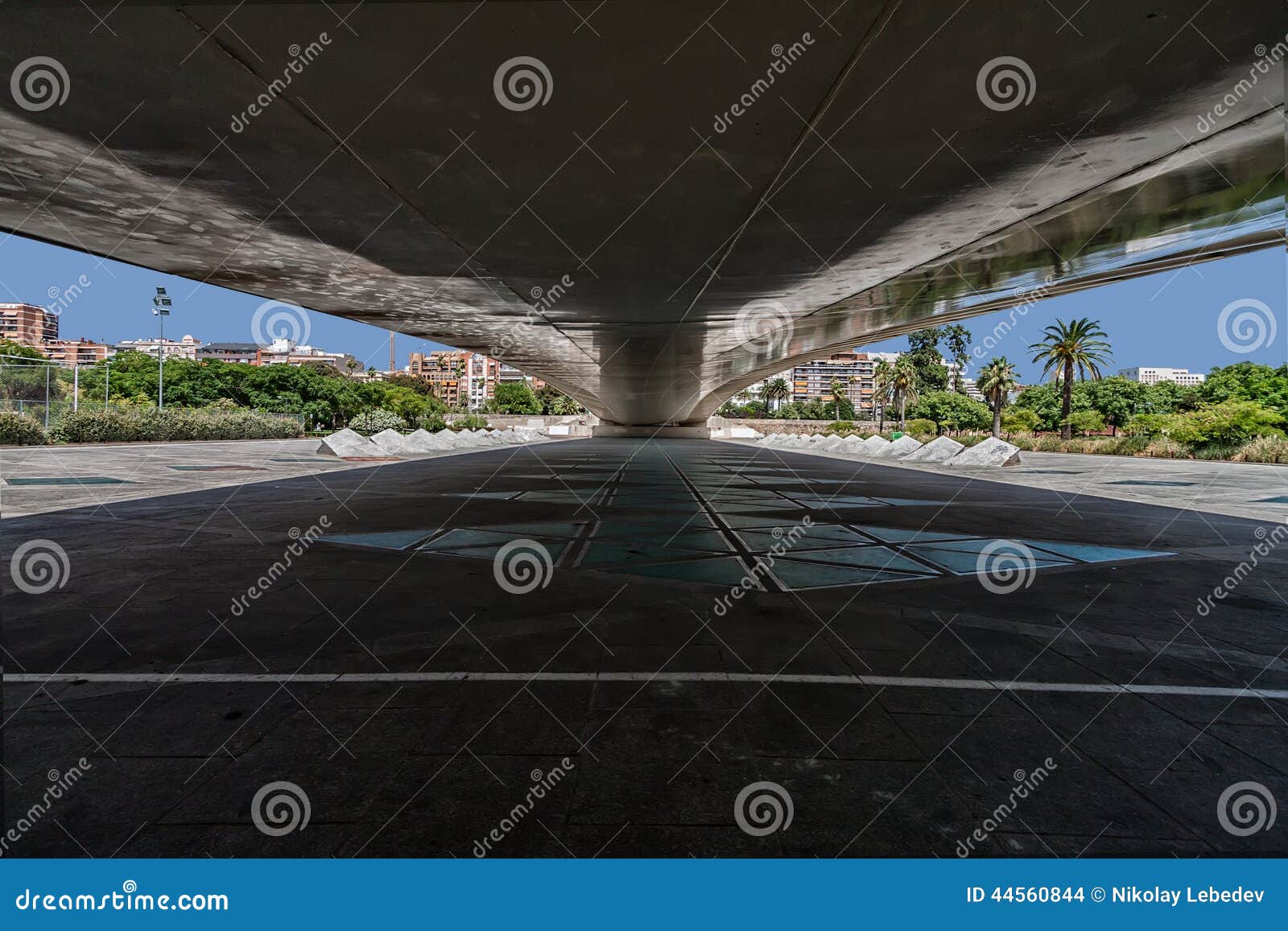 The Prospect of Space Under the Pedestrian Bridge in Valencia Stock ...