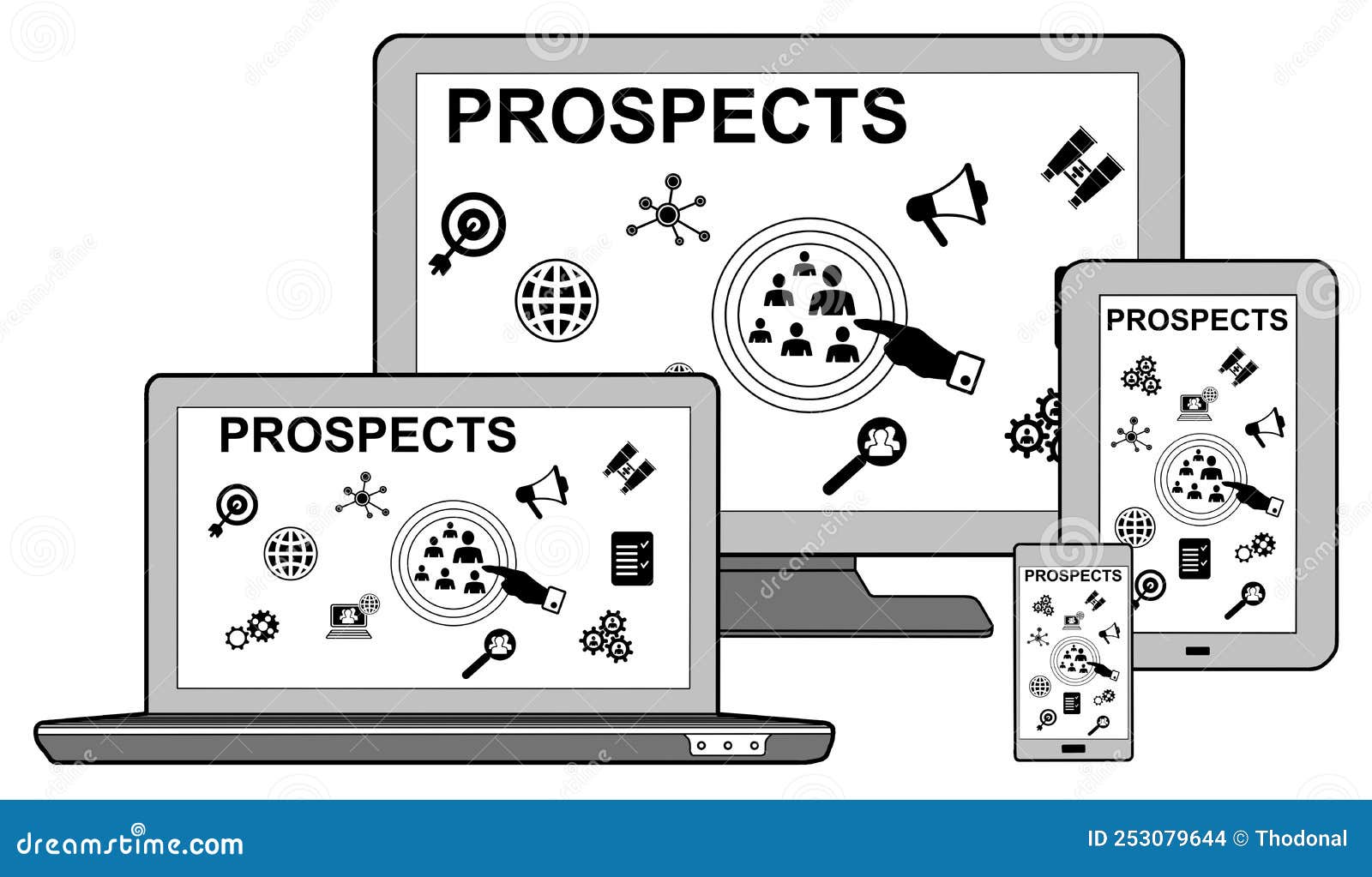 Prospects Concept on Different Devices Stock Illustration ...
