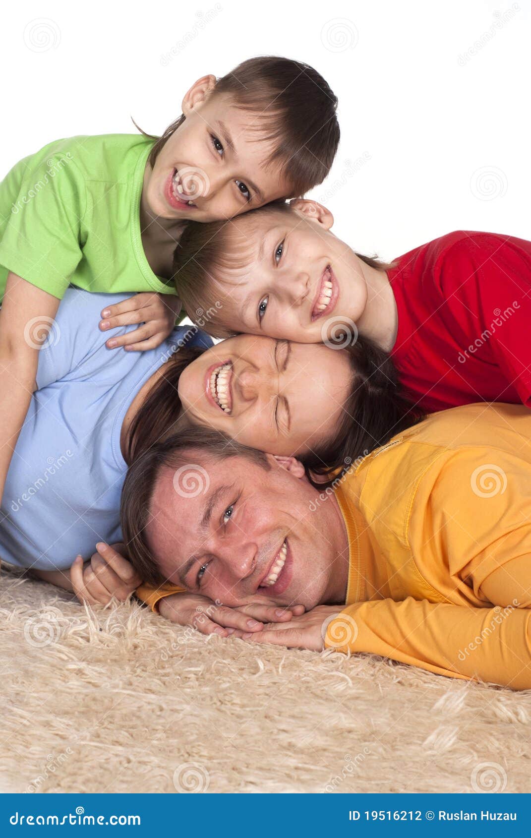 Prosperous Family on a Carpet Stock Photo - Image of people, mother ...