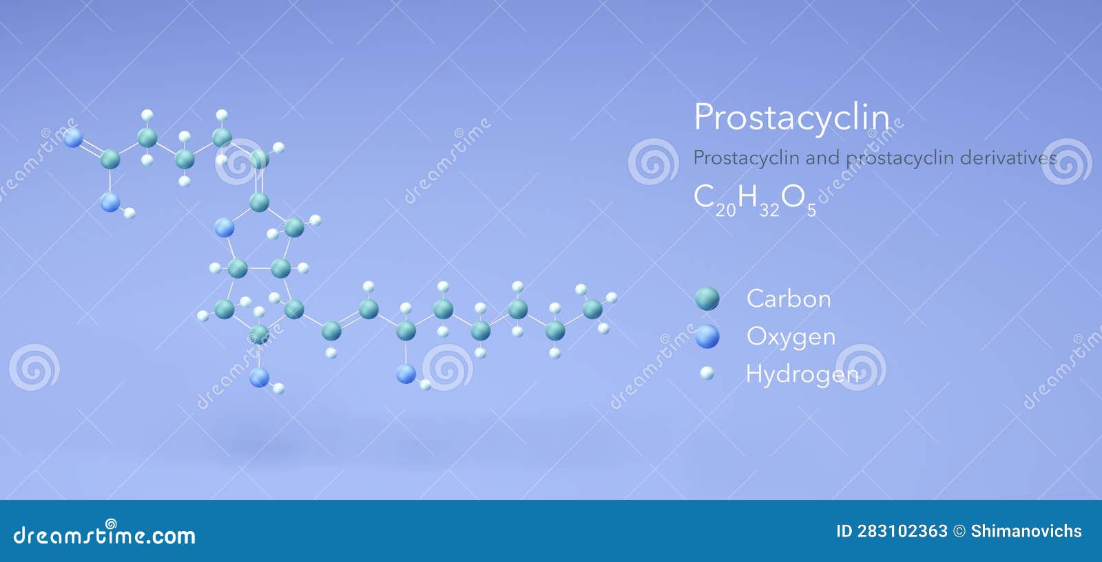 Prostacyclin Molecule, Structural Chemical Formula, Ball-and-stick ...