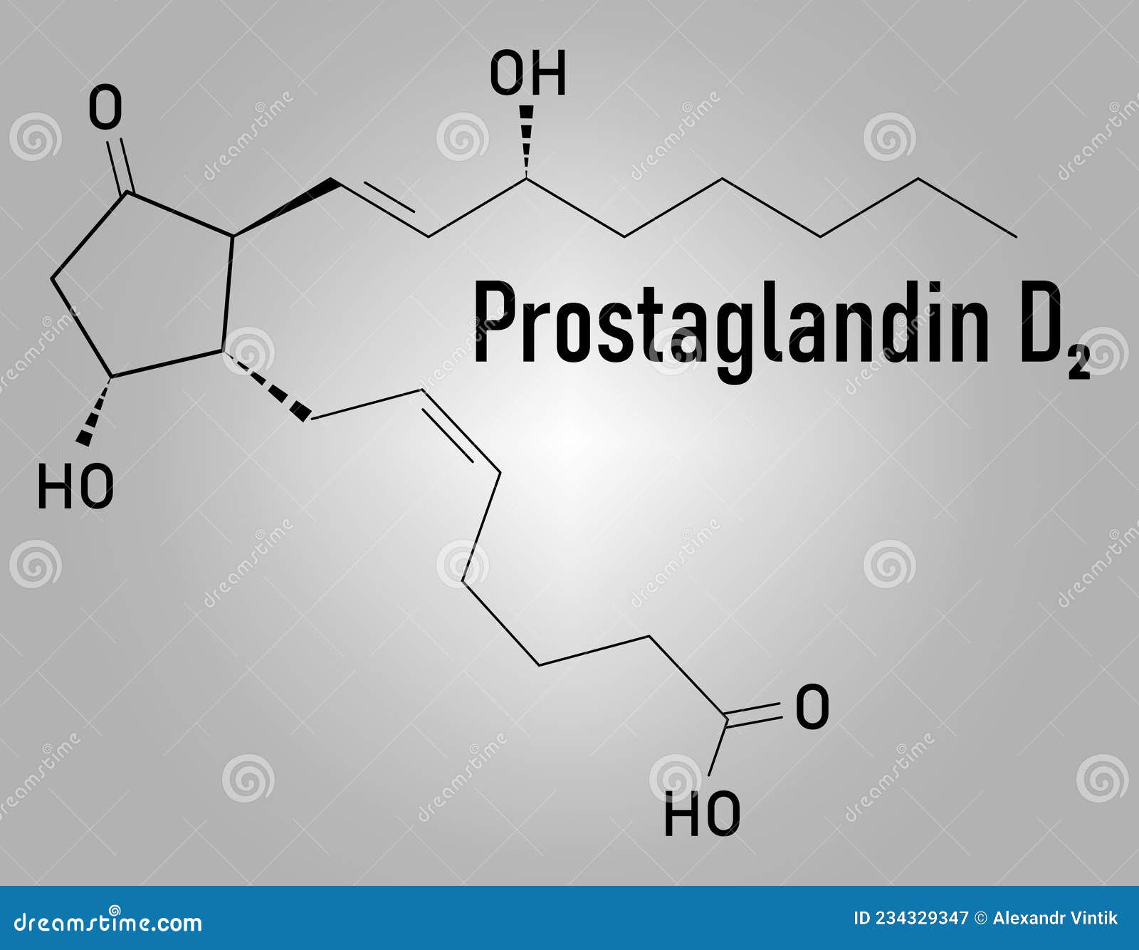 Prostaglandin E1 Molecule 3d Rendering, Flat Molecular Structure With ...