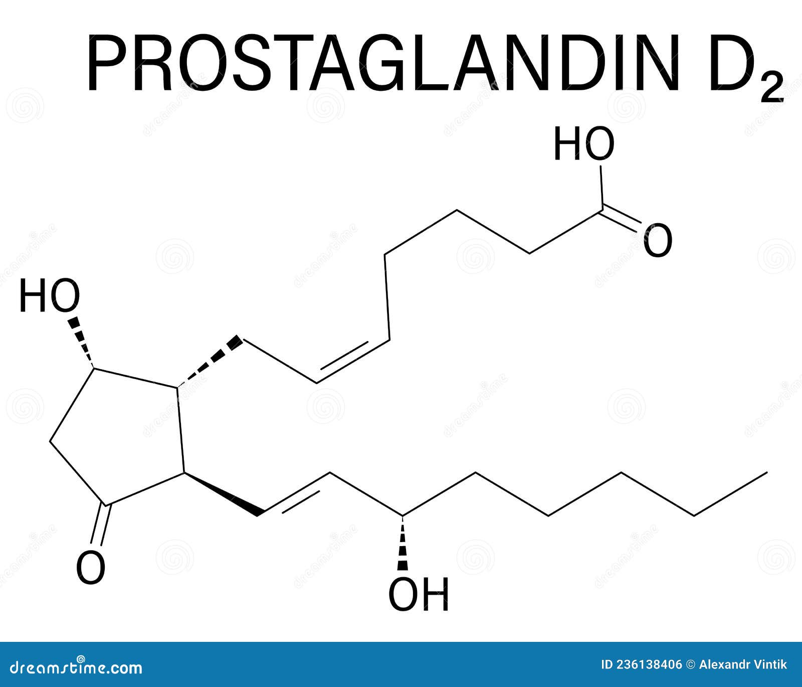Prostaglandin D2, PGD2 Molecule. Skeletal Formula. Chemical Structure ...