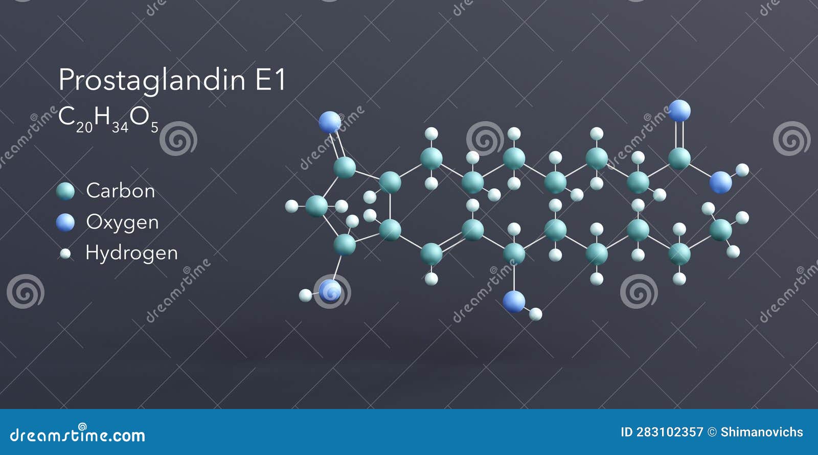 Prostaglandin E1 Molecule 3d Rendering, Flat Molecular Structure with ...