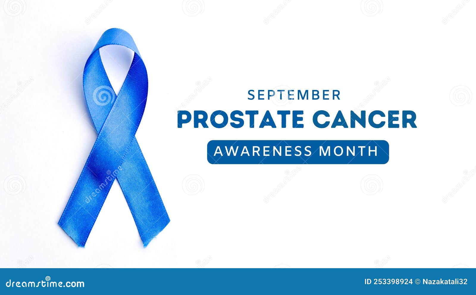 Banner with Prostate Cancer Awareness Realistic Light-Blue Ribbon ...