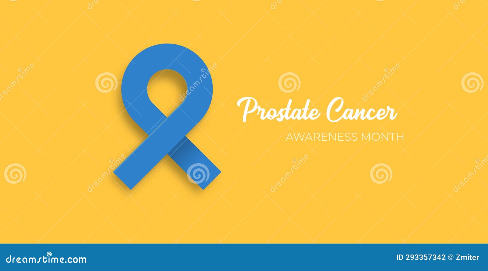 Prostate Cancer Awareness Month Banner With Blue Ribbon November Is