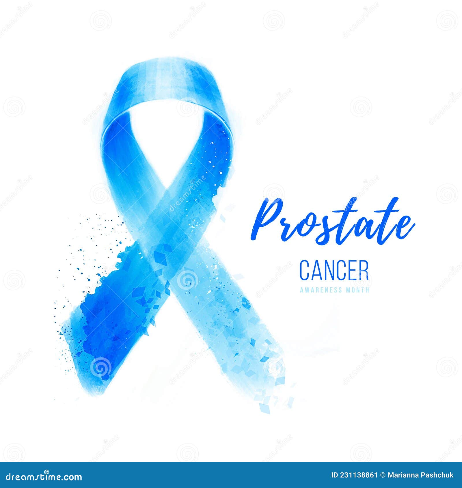 Prostate Canser, Blue Ribbon on White Background Stock Illustration ...