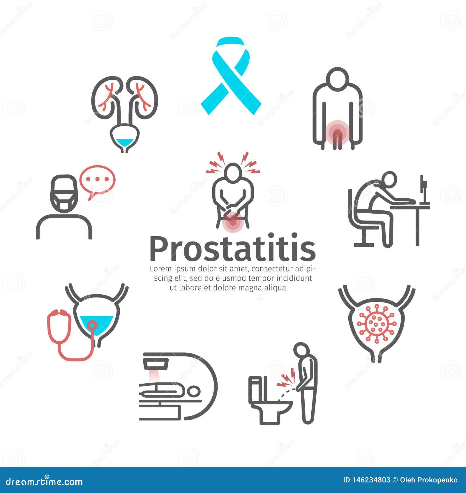 Prostatitis Banner. Symptoms, Causes, Treatment. Vector Signs for Web ...