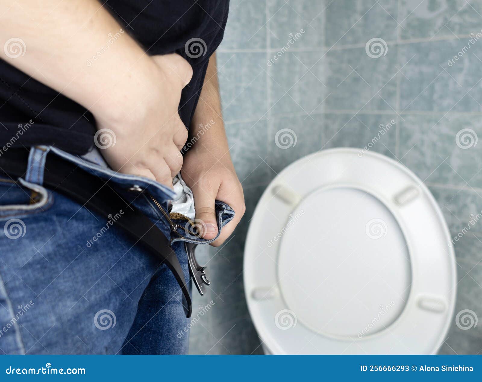 Prostatitis Concept Rear View Of A Man Hard To Pee Difficulty