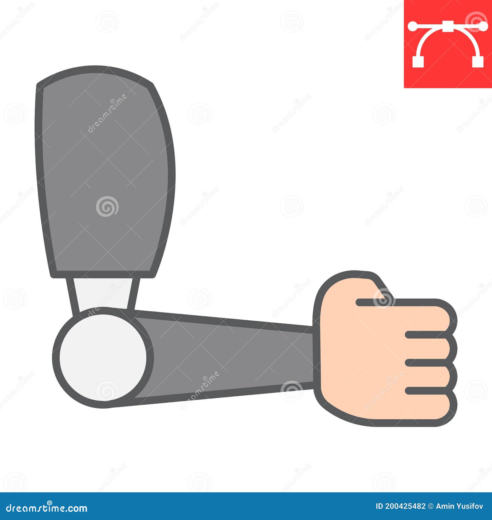 Prosthesis Arm Color Line Icon, Disability and Artificial, Prosthetic ...