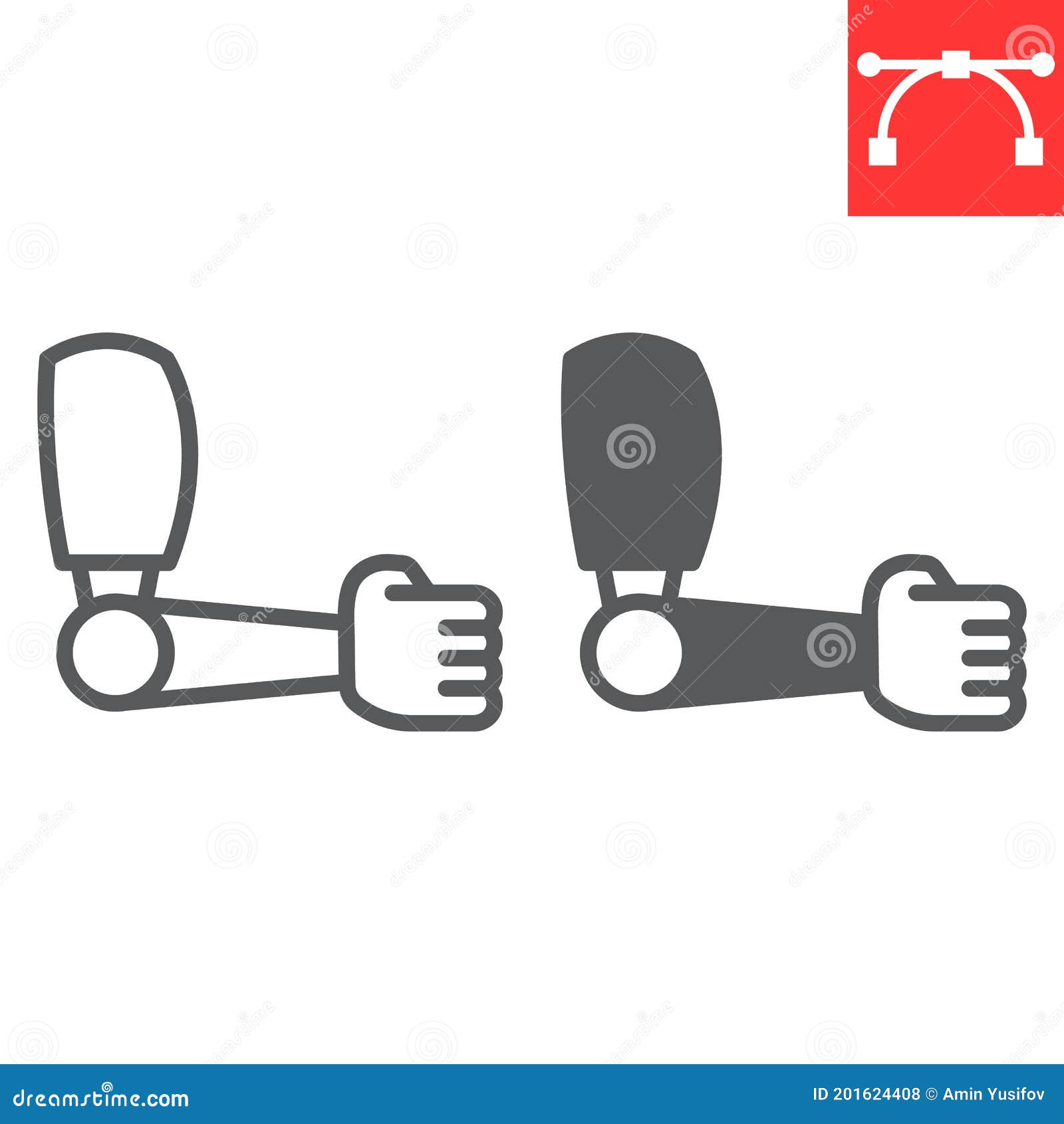 Prosthesis Arm Line and Glyph Icon, Disability and Artificial ...