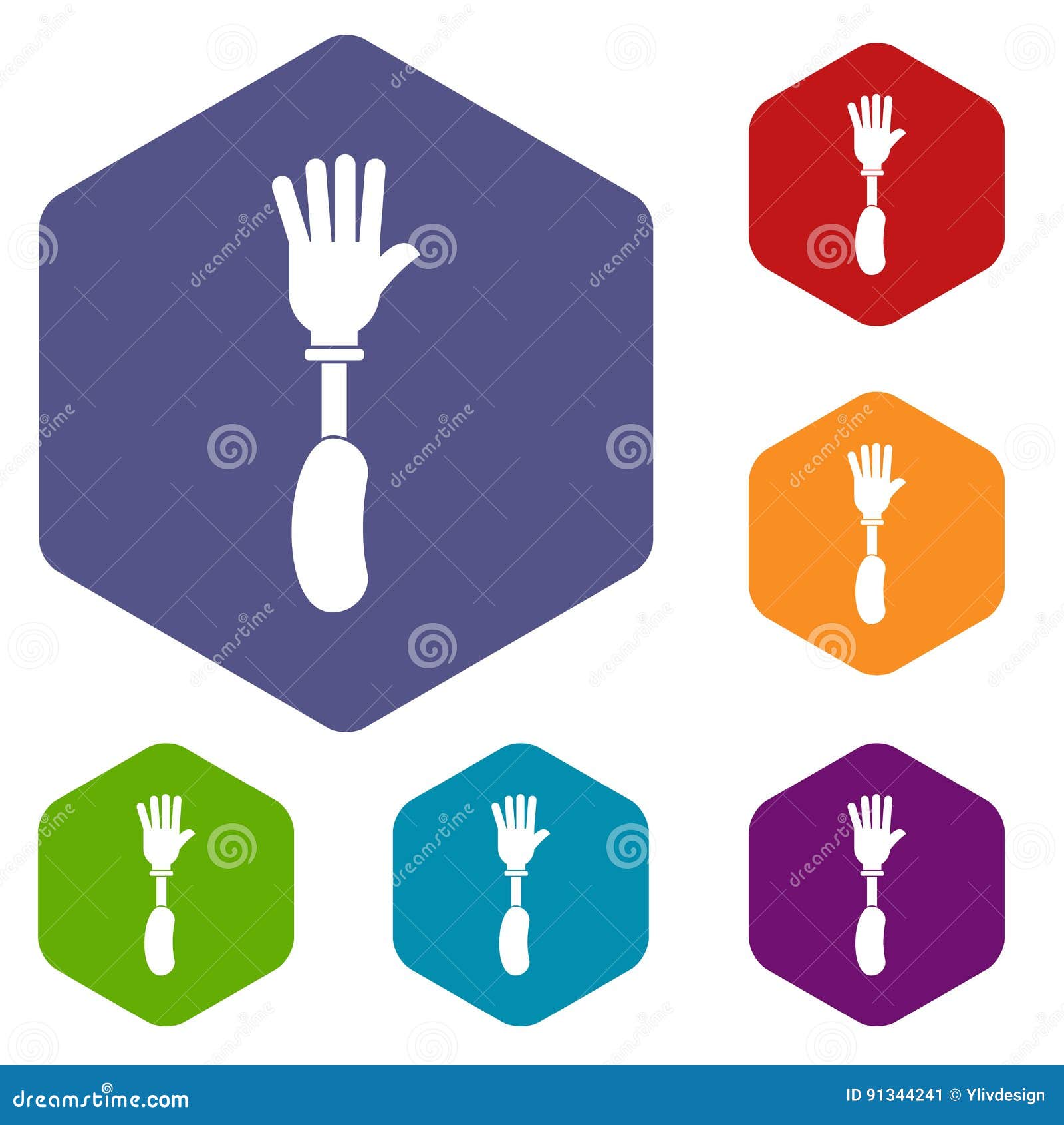 Prosthesis Hand Icons Set Hexagon Stock Vector - Illustration of ...