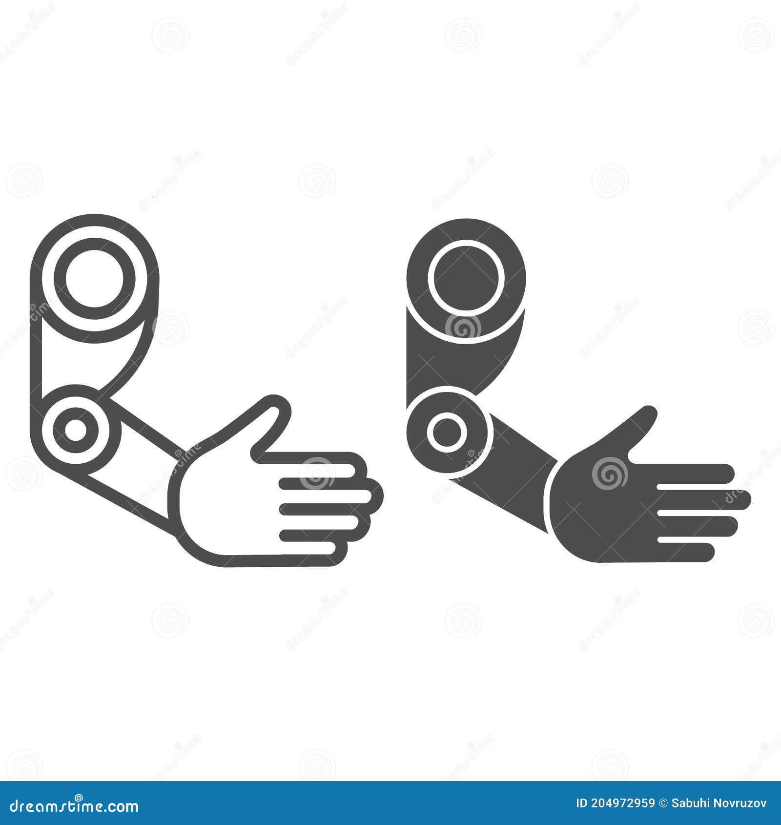 Prosthetic Arm Line and Solid Icon, Limb Prosthetics Concept ...