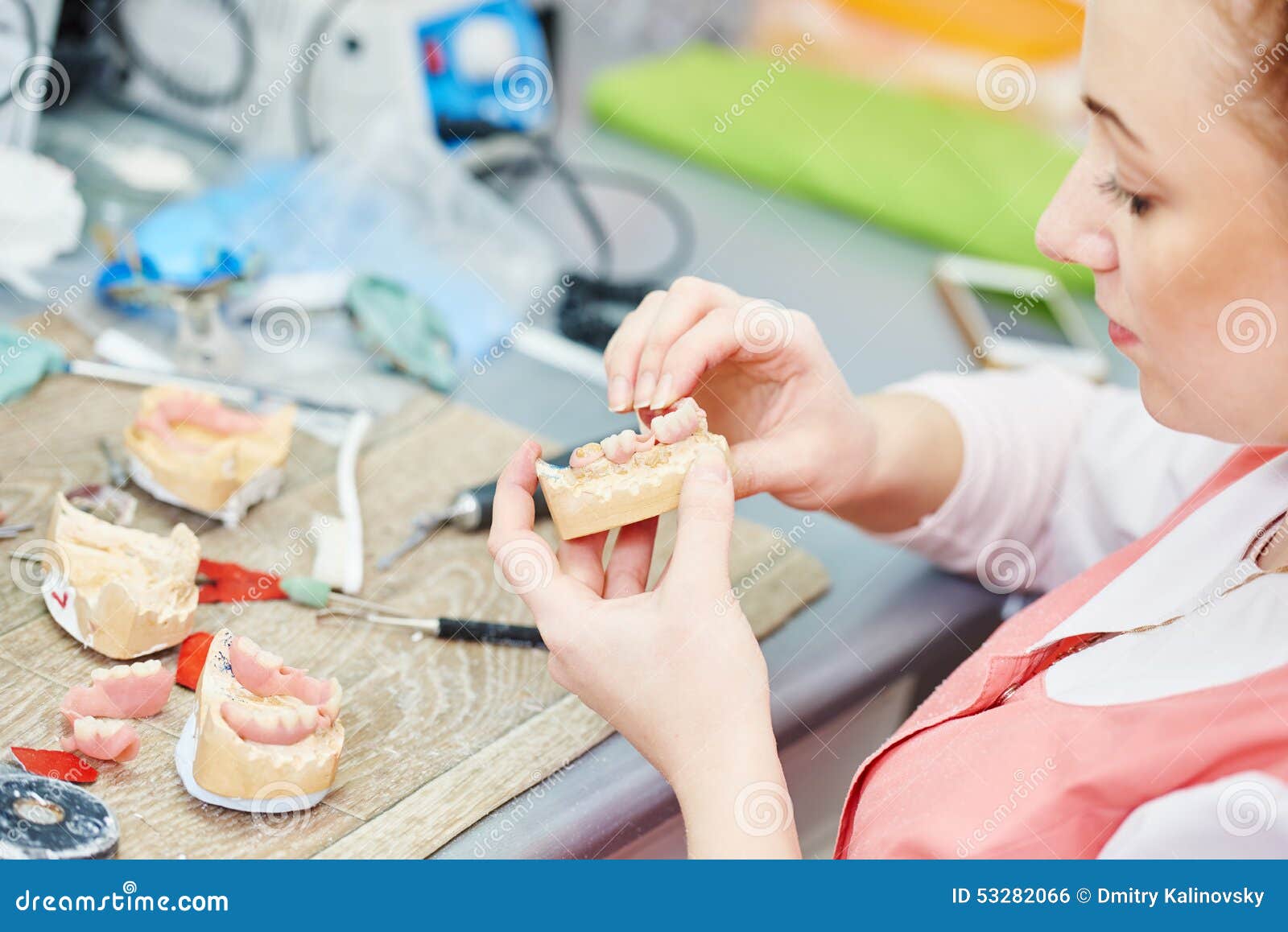 Prosthetic Dentistry Technician Stock Photo - Image of painting ...