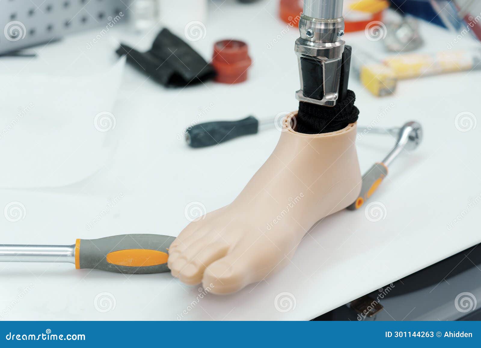 Prosthetic Foot and Tools on Technician S Table Stock Image - Image of ...