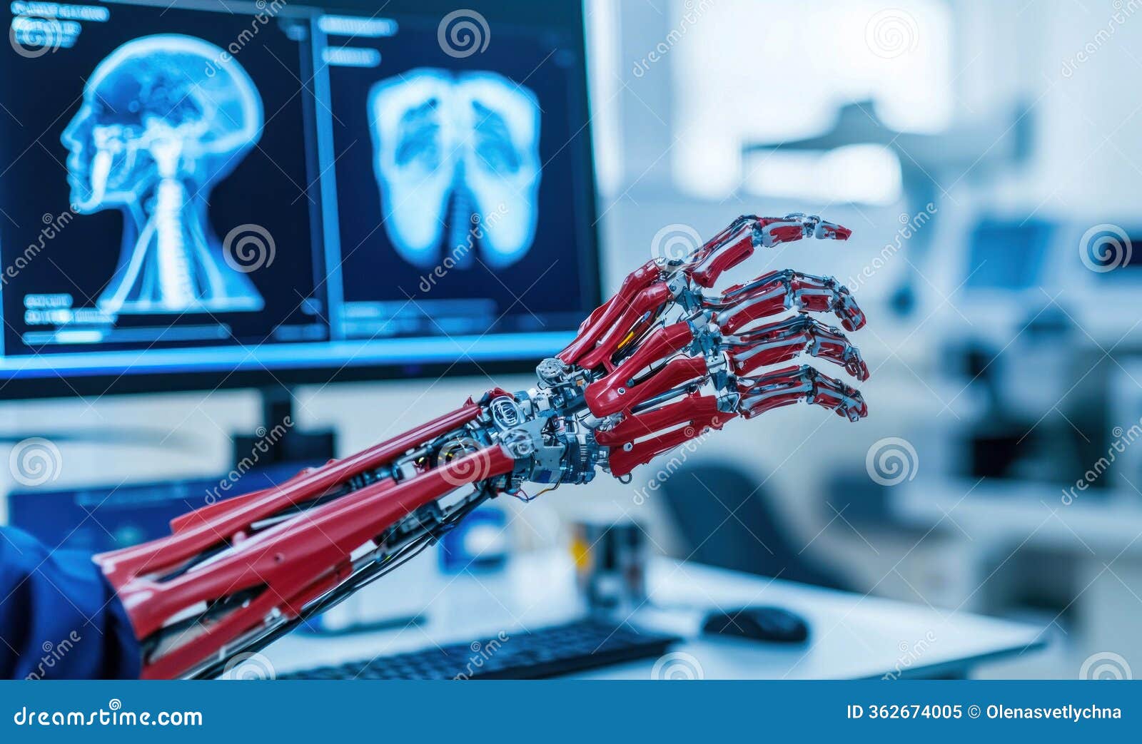 Prosthetic Limb Designer Fitting Advanced Robotic Arm in High-Tech ...