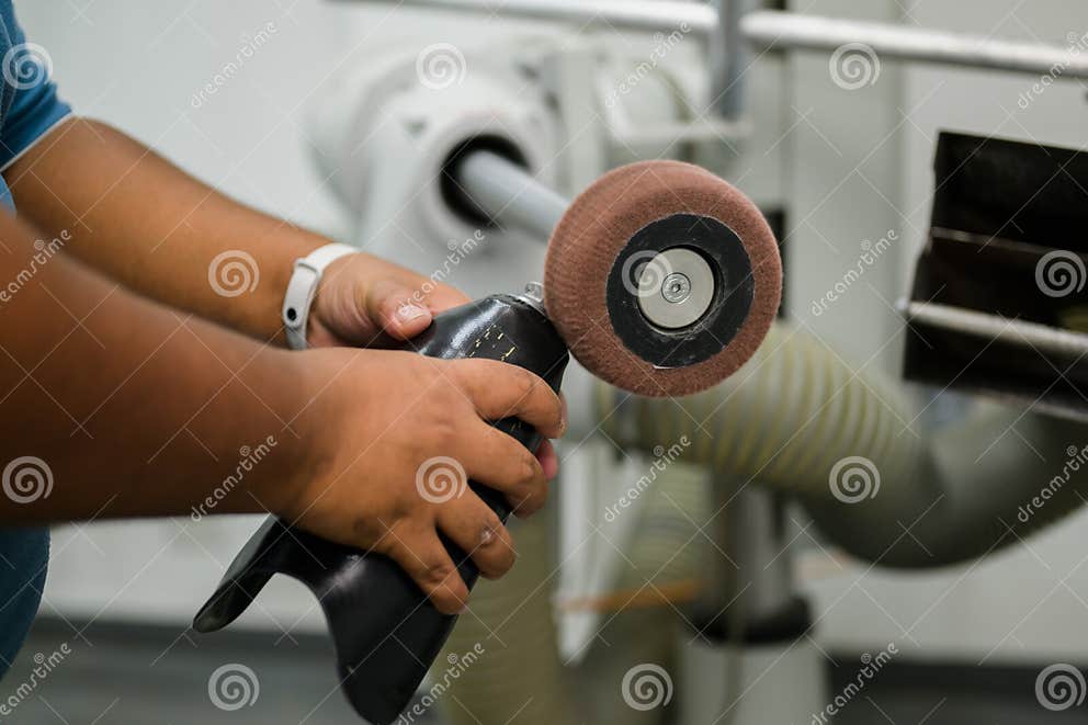Worker Making Plaster Cast for Socket at Prosthetic Factory Stock Photo ...