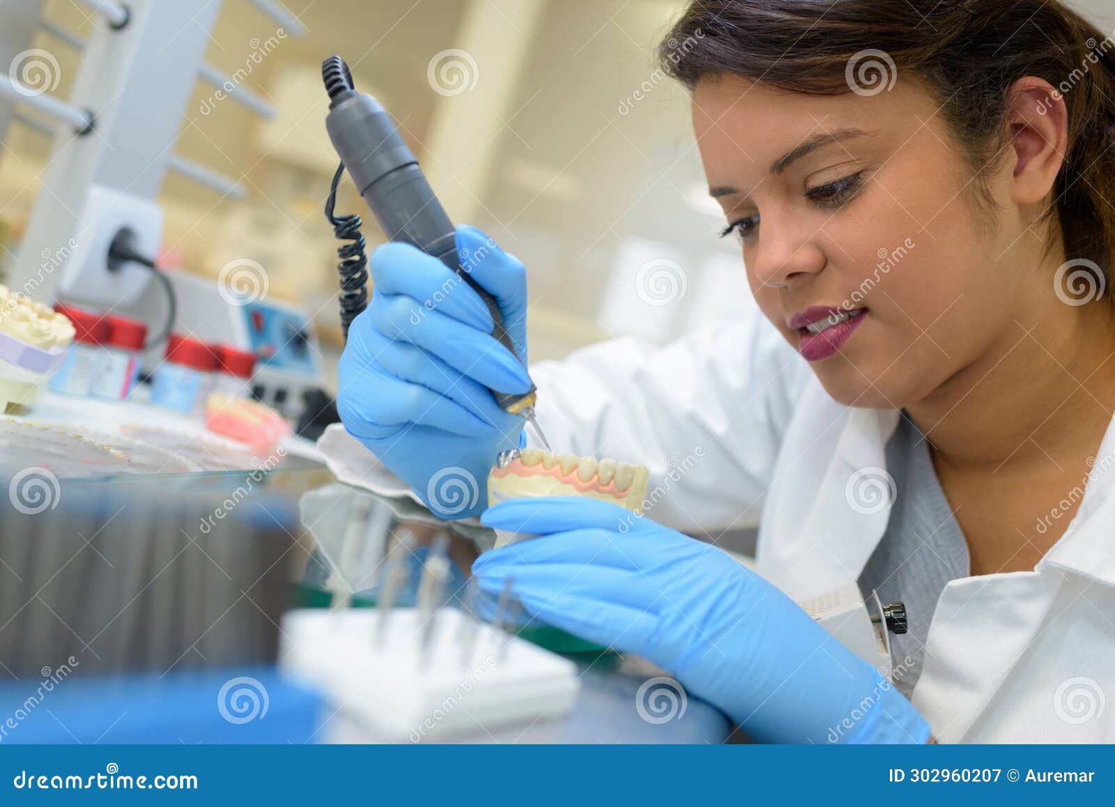 Prosthetics Technician Using Electric Implement Stock Image - Image of ...