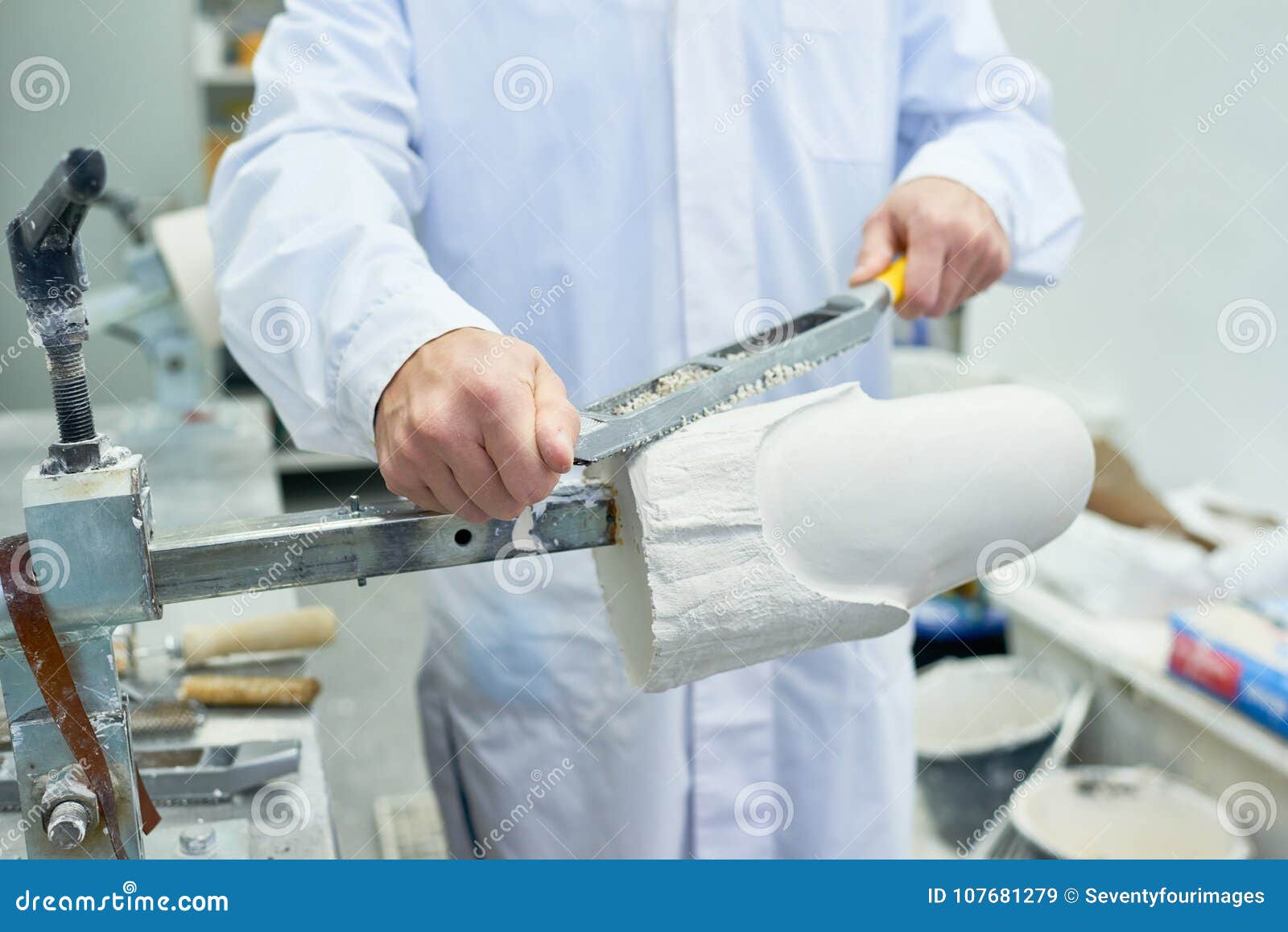 Prosthetist Shaping Leg Molds in Laboratory Stock Image - Image of ...