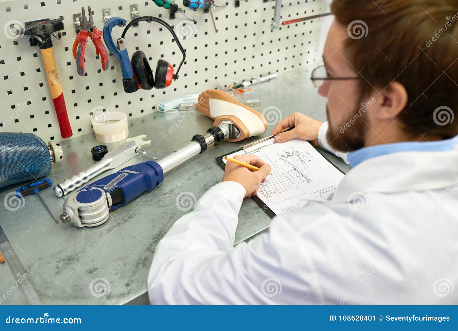 Prosthetist Working in Design Laboratory Stock Image - Image of ...
