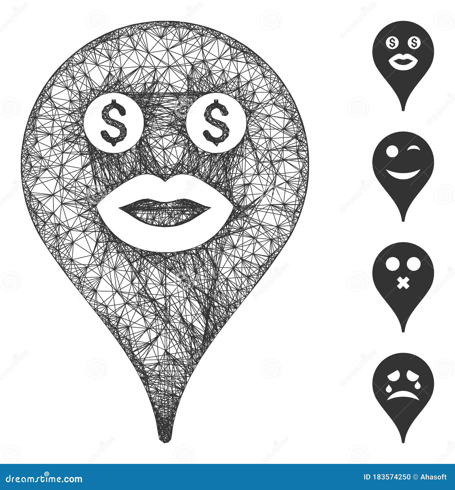 Prostitute Smiley Map Marker Web Vector Mesh Illustration Stock ...