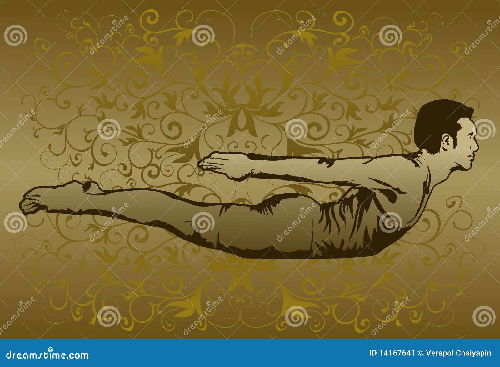 A Prostrate Yoga Posture stock illustration. Illustration of drill ...