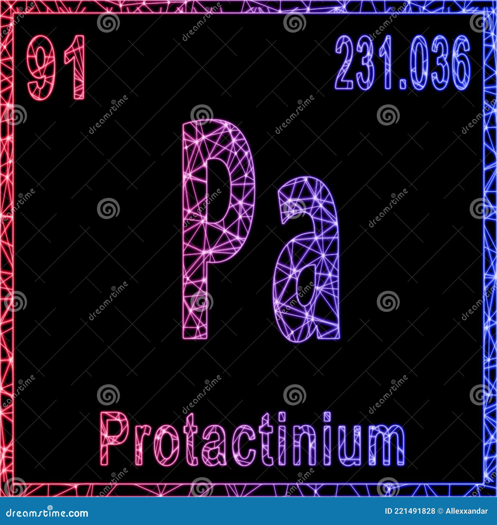 Protactinium Chemical Element, Sign with Atomic Number and Atomic ...