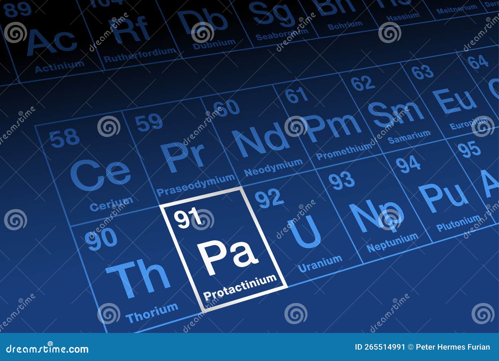 Protactinium on Periodic Table of the Elements, with Element Symbol Pa ...
