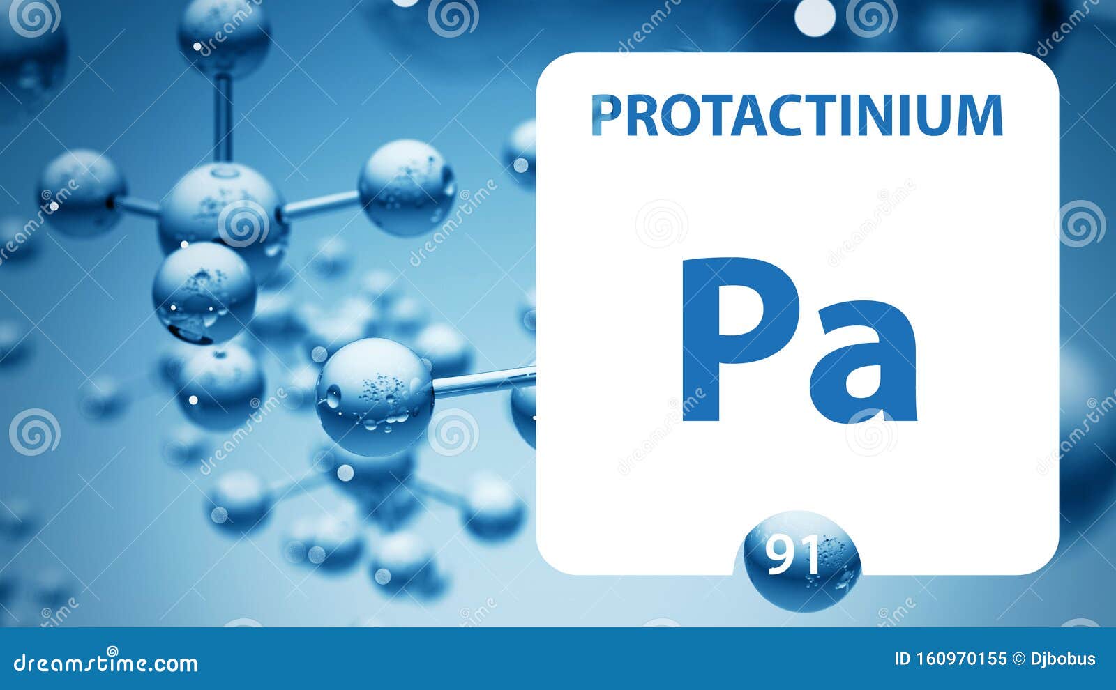 Protactinium Pa, Chemical Element Sign. 3D Rendering Isolated on White ...