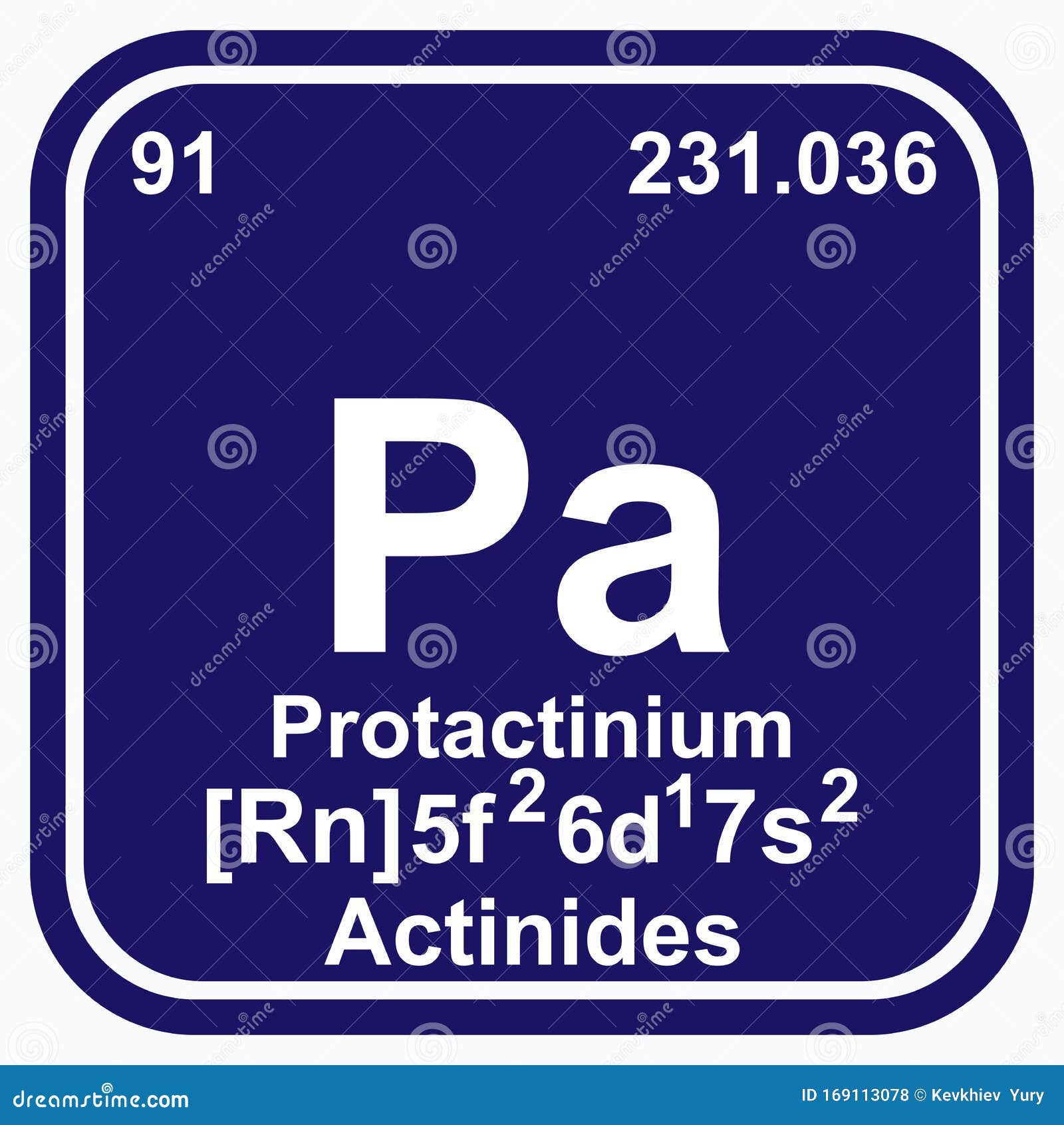 Protactinium Periodic Table of the Elements Vector Illustration Eps 10 ...