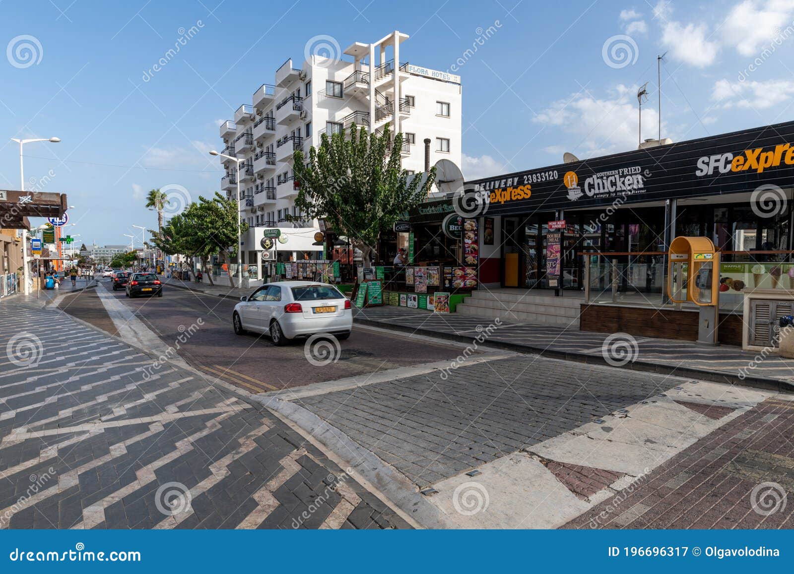 Protaras, Cyprus - Oct 6. 2019. General Form of Protaras Avenue with ...