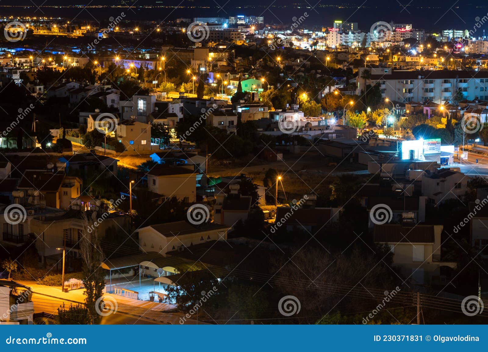Protaras, Cyprus - Oct 12. 2019. Panorama of the City at Night from ...