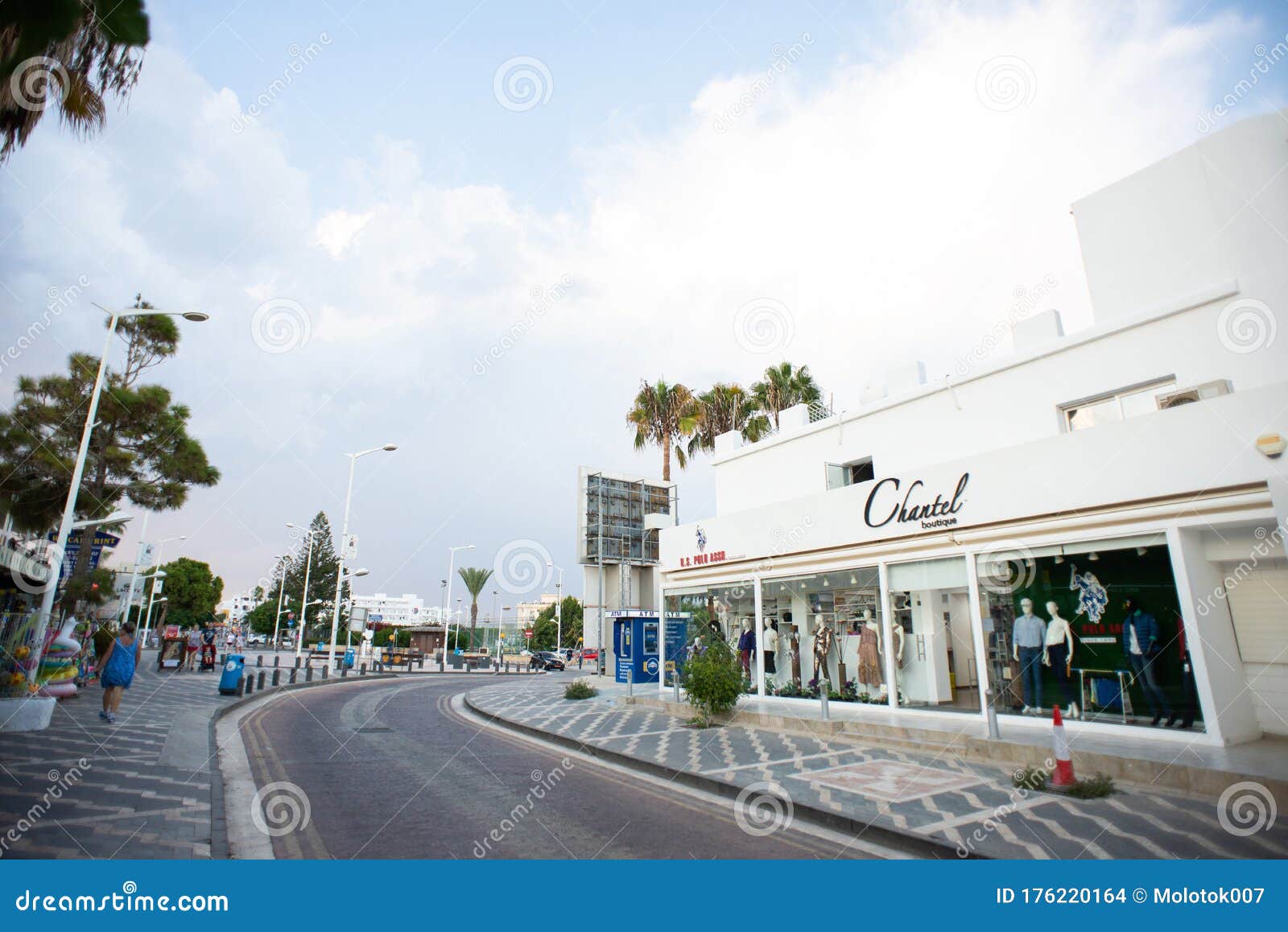 Protaras. Main Street with Restaurants and Shops in Protaras on Cyprus ...