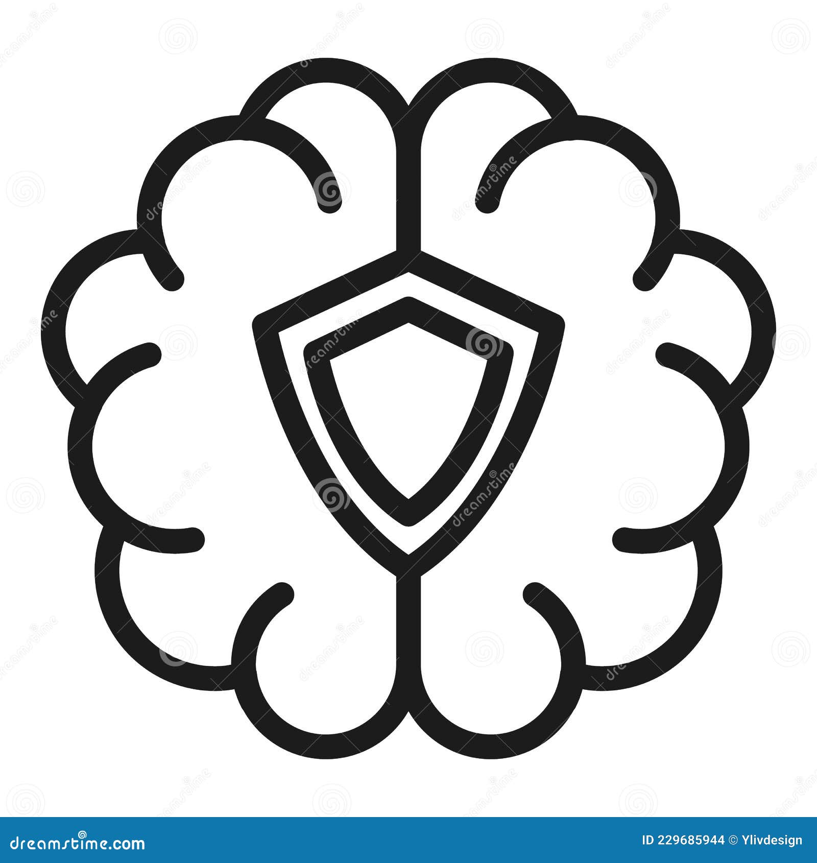 Protect Brain Icon Outline Vector. Shield Care Stock Vector ...