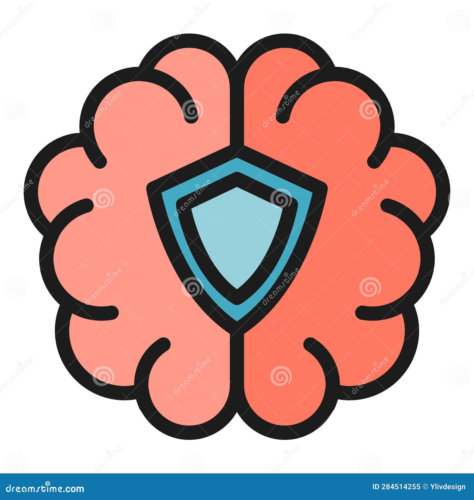 Protect Brain Icon Vector Flat Stock Illustration - Illustration of ...