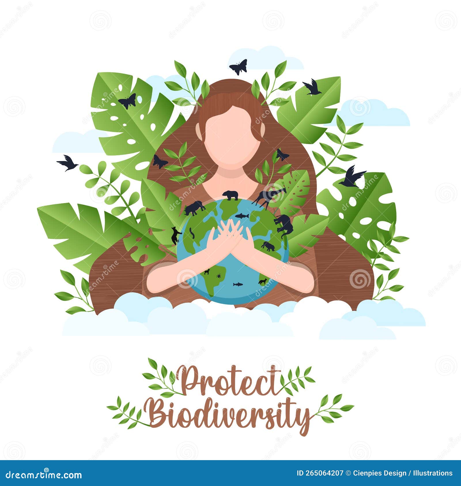 Protect Biodiversity Concept Woman Hugging Planet Stock Vector ... Protect Biodiversity Concept Woman Hugging Planet Stock Vector ...
