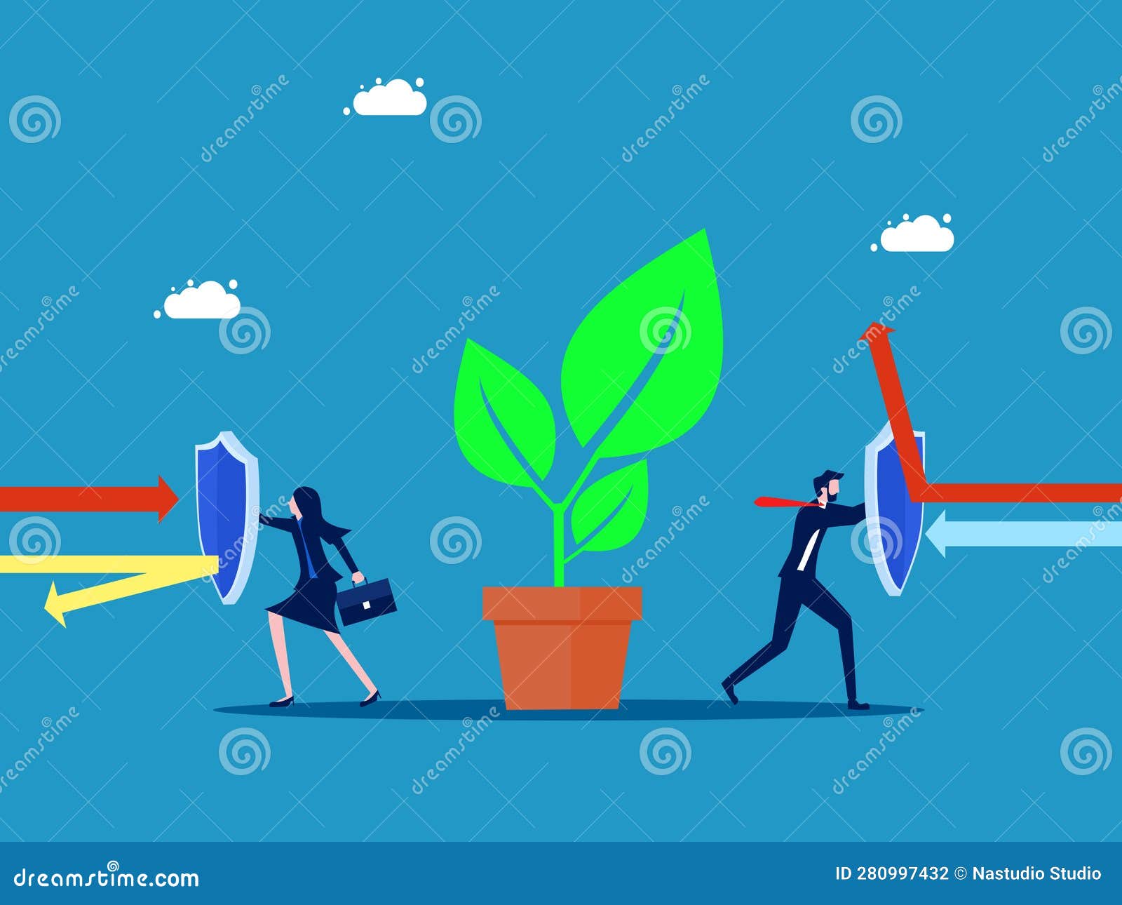 Protect the Environment. Businessman Team Holding Shield To Protect ...